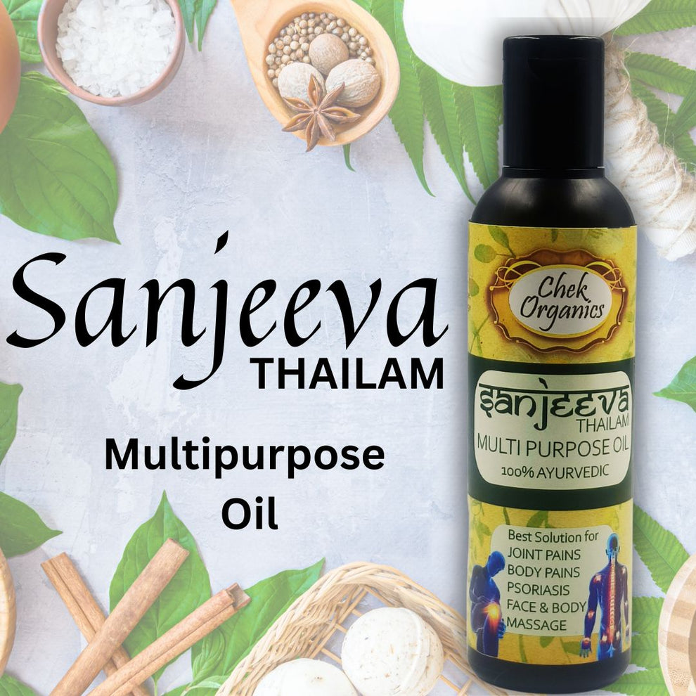 Ayurvedic Multipurpose Oil- CHEKORGANIC SANJEEVA THAILAM – 100% - 50ml ...